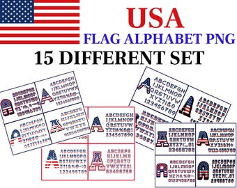 AMERICAN FLAG Alphabet and Numbers Png, Usa Alphabet Png, Usa Numbers ...