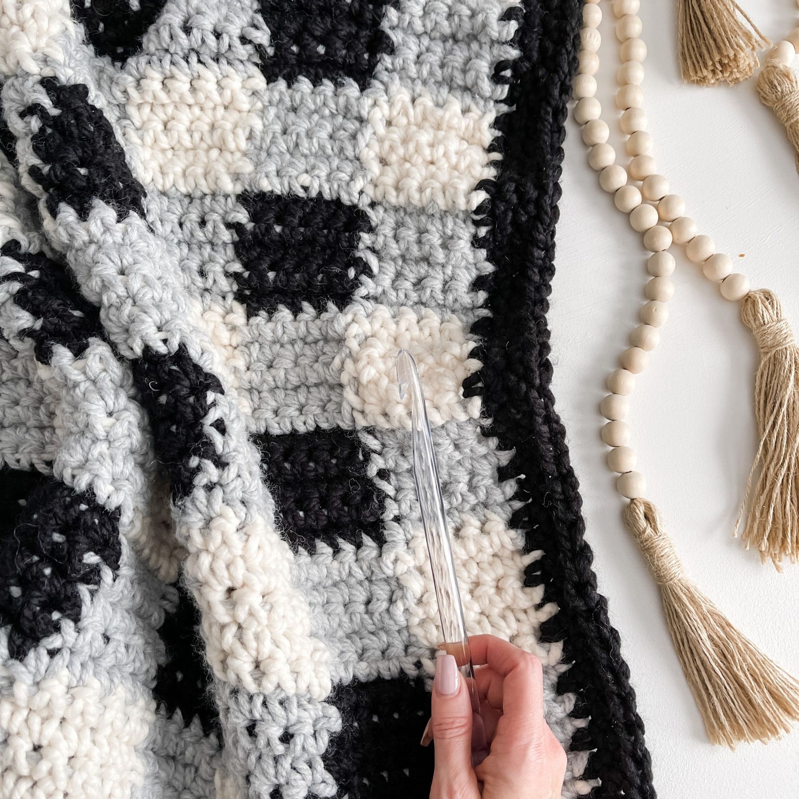 CROCHET PATTERN & VIDEO/ Chunky Buffalo Plaid Throw Blanket, Crochet ...