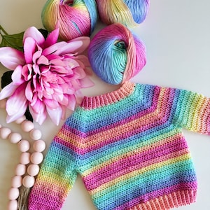 CROCHET PATTERN & VIDEO/ Athabasca Falls Children's Pullover, Easiest ...