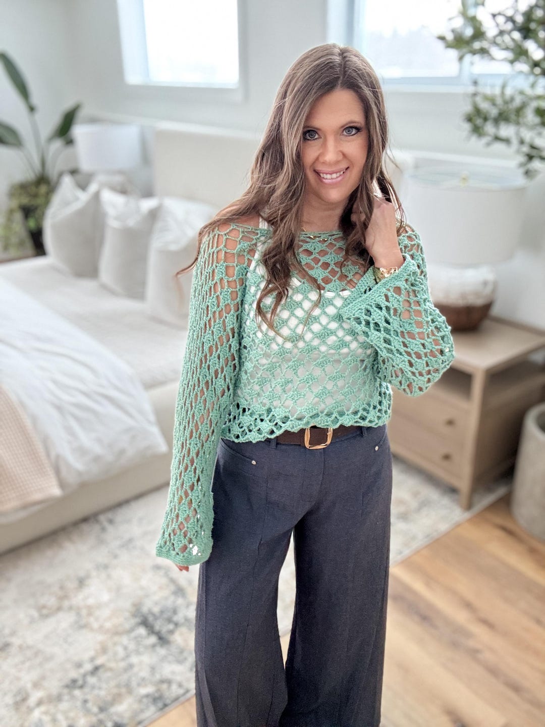 CROCHET PATTERN & VIDEO/ in Bloom Lace Pullover, Crochet Lace Top ...
