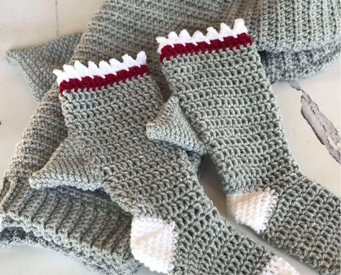 CROCHET PATTERN for Shark Hoodie and Crochet Socks - Shark Crochet ...