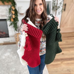 CROCHET PATTERN & VIDEO/ Holiday Weave Stocking, Crochet Stocking ...