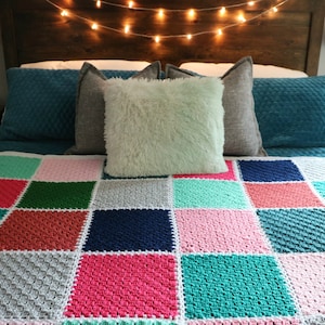 CROCHET PATTERN / Modern Patchwork Throw Blanket - Etsy
