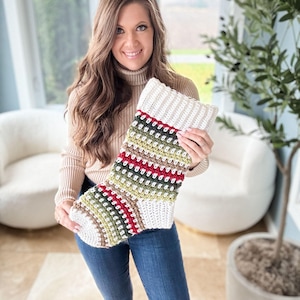CROCHET PATTERN & VIDEO/ Holiday Weave Stocking, Crochet Stocking ...