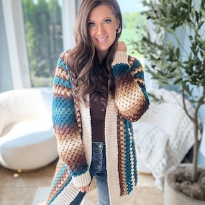 CROCHET PATTERN & VIDEO/ Cascade Mountain Cardigan, Granny Stitch ...