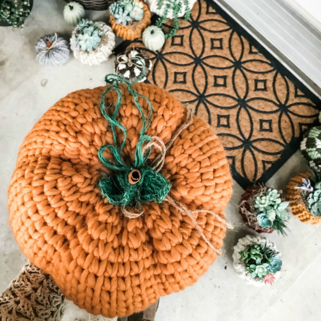 CROCHET PATTERN Knit Look Rustic Pumpkin / Farmhouse Decor / Rustic ...