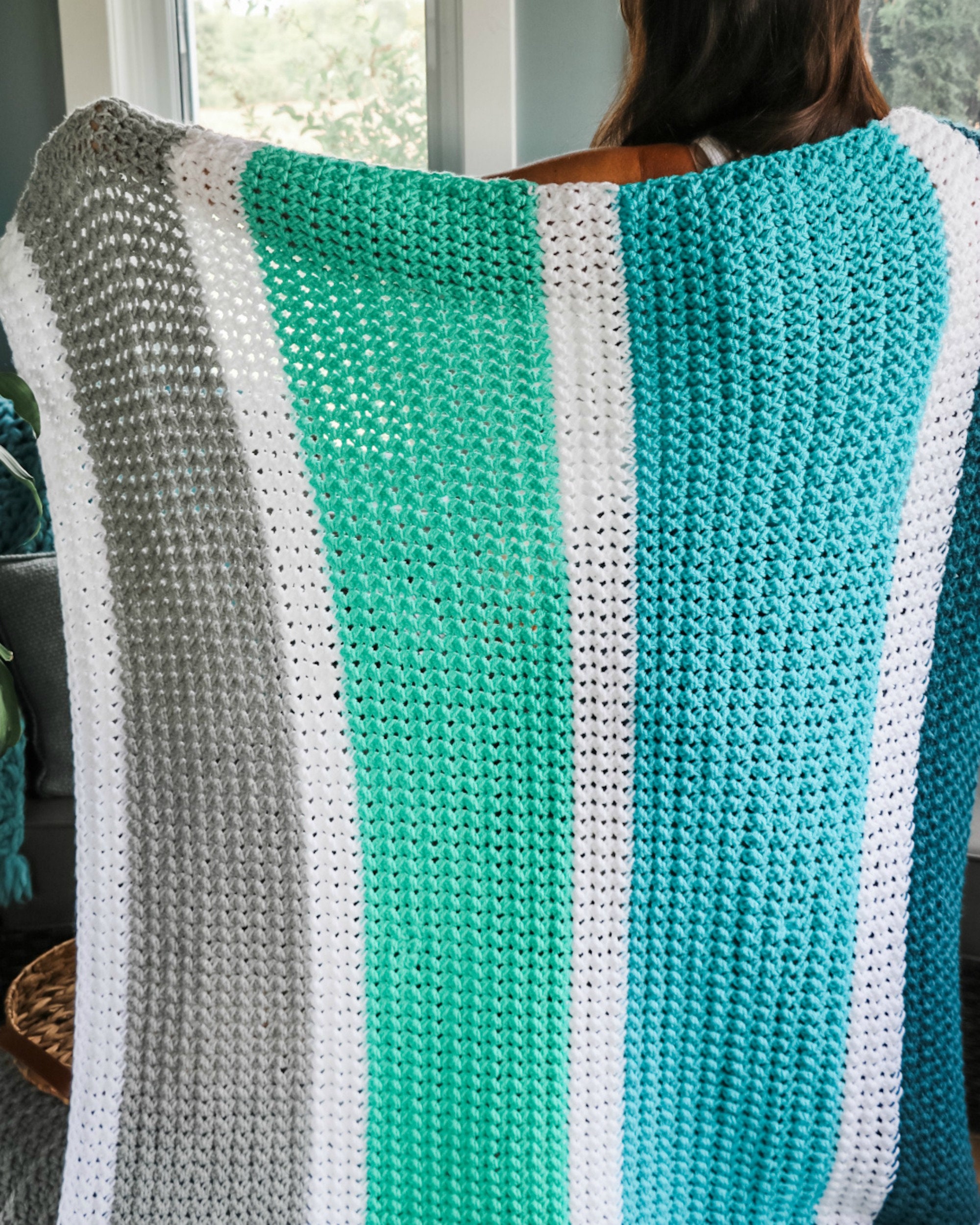 CROCHET PATTERN & VIDEO/ Calming Stripes Throw Blanket, Oversized ...