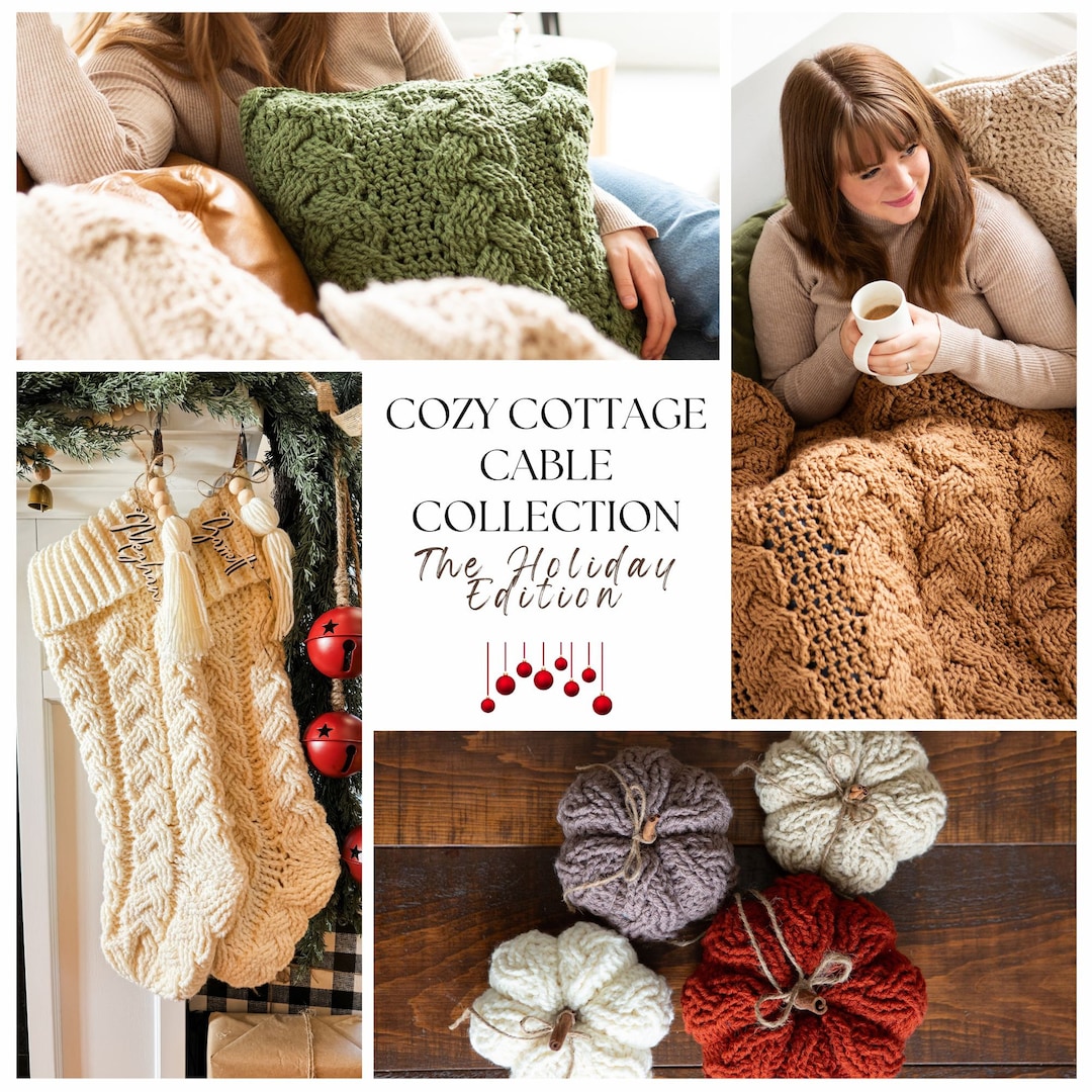 CROCHET PATTERN EBOOK, Cozy Cottage Cable Collection Ebook, Cable Throw ...