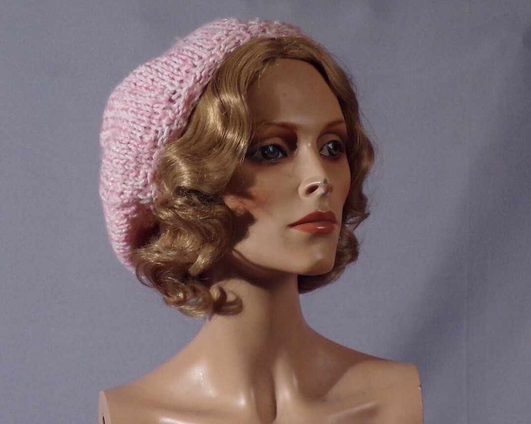 Vintage 2000s Pink Sparkle Knit Beret Y2K Pink Hat Hipster - Etsy