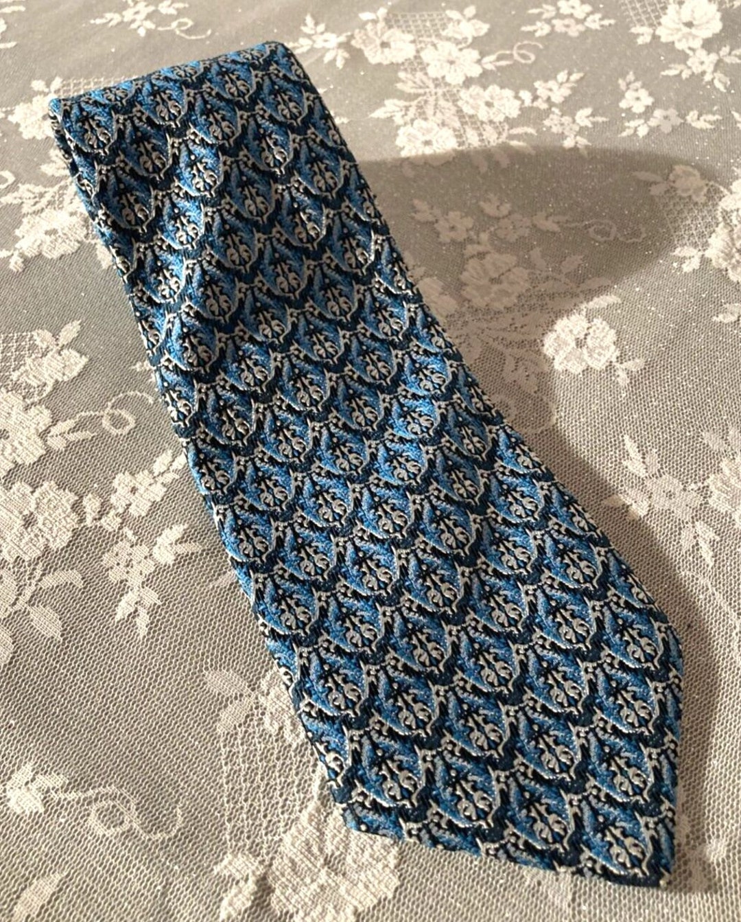 Vintage 70s Wide Necktie 1970s Groovy Blue Funky Victorian Print Fat ...