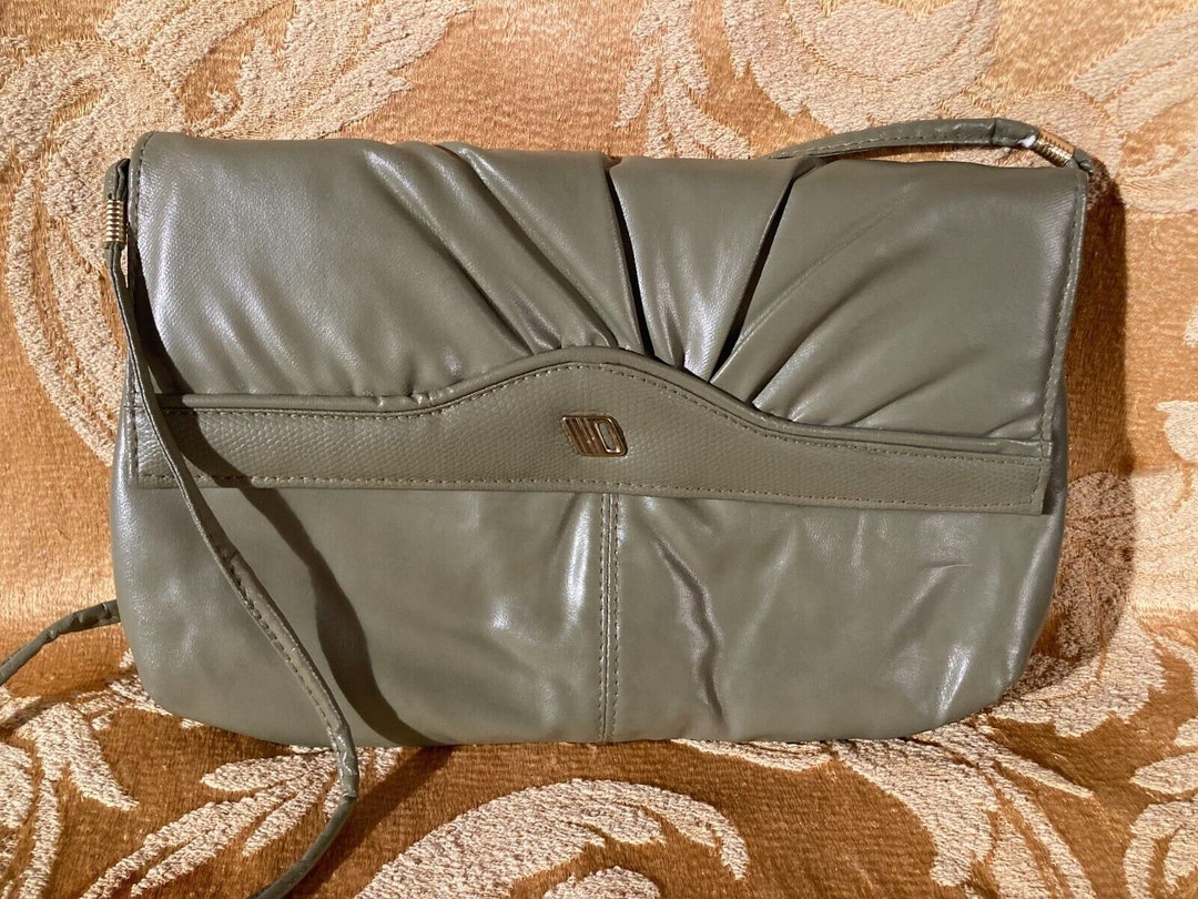 Vintage 80s Purse 1980s Army Green Faux Leather Casual Cute Hipster ...