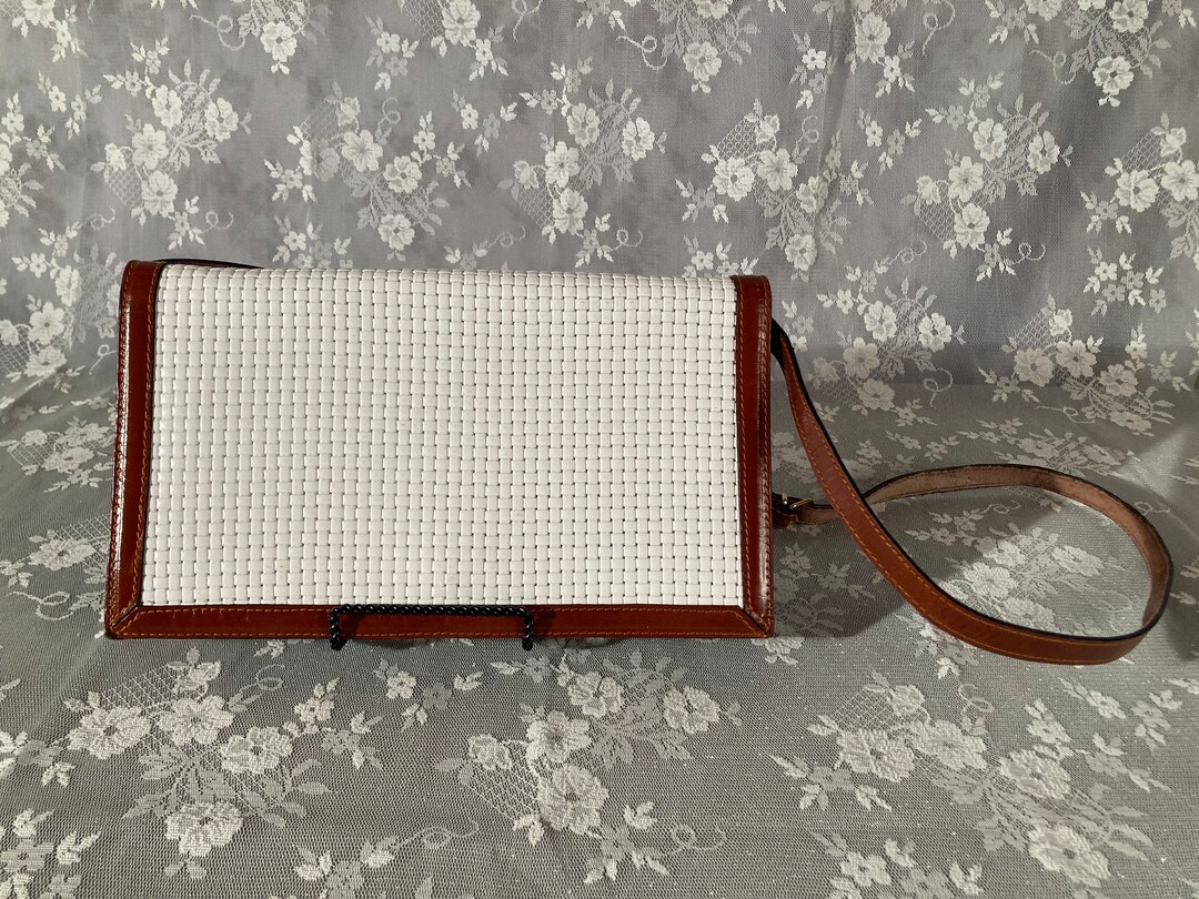 Vintage 80s Purse 1980s White Leather Braided Coastal Vacation Beach ...