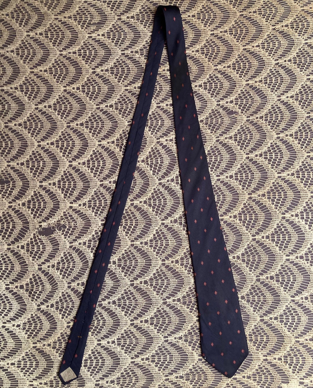 Vintage 80s Silk Necktie 1980s Christian Dior Navy & Red Classic Retro ...