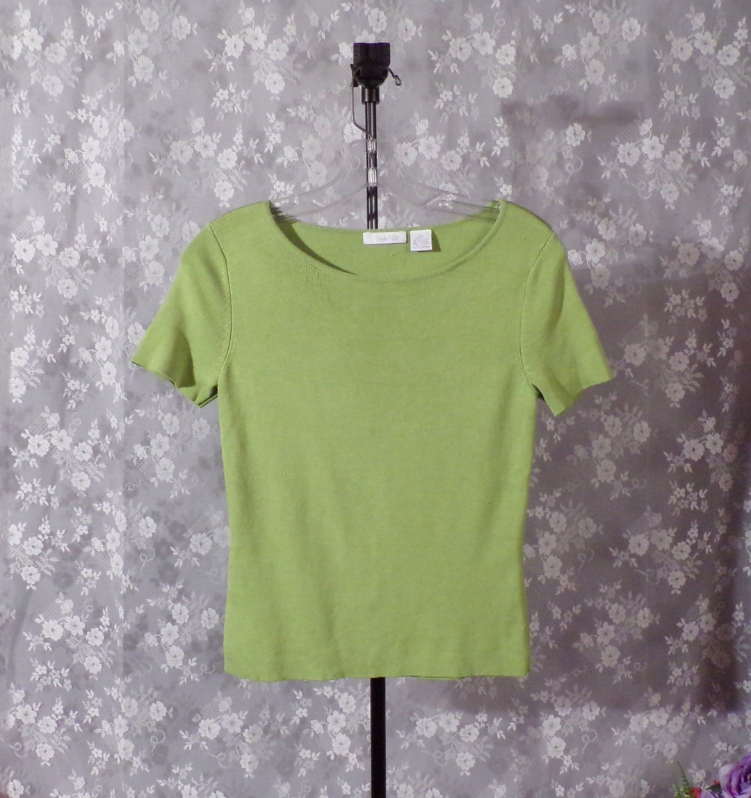 Vintage Y2K Lime Green Top Vintage 2000s Silk Marshall Field's Tee ...