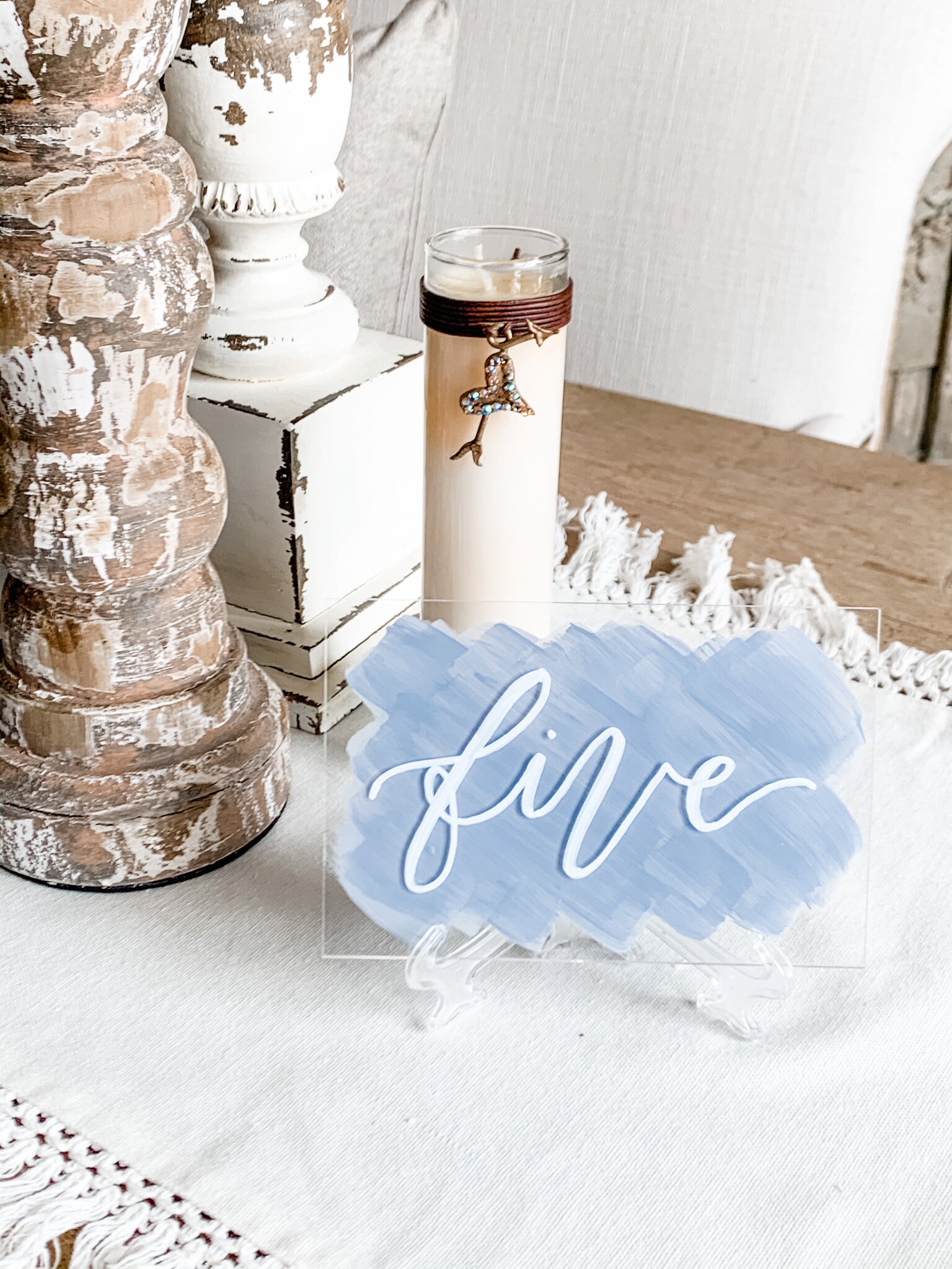 Acrylic Brush Stroke Table Numbers Dusty Blue Acrylic Signs 5X7 table ...