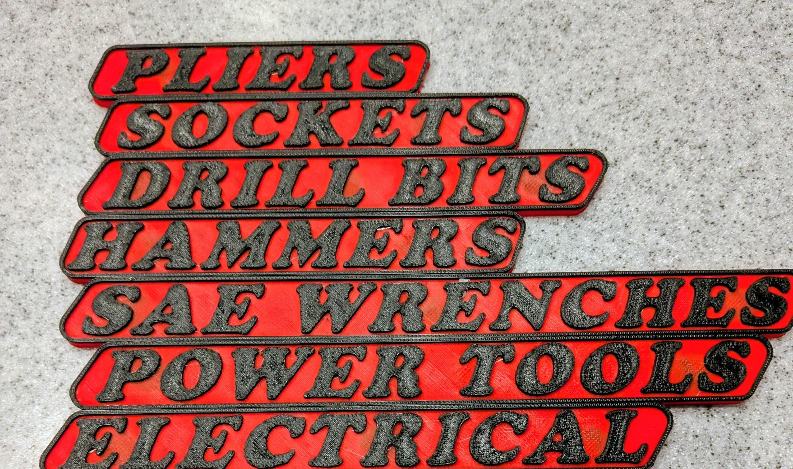 Magnetic 3d-printed Tool Box Tags Custom Drawer Labels for Organized ...