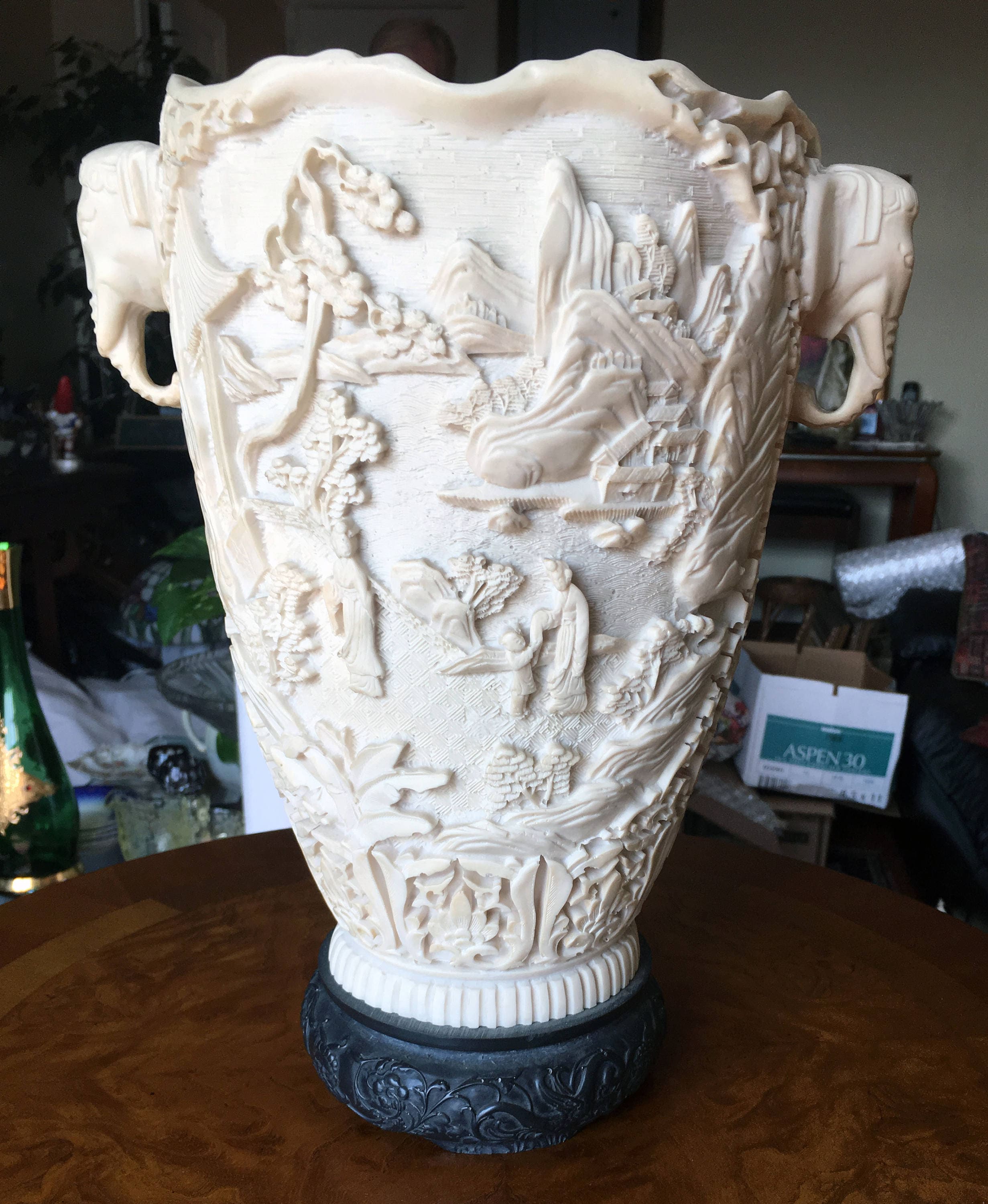 Large Antique Chinese Faux Ivory Vase - Etsy