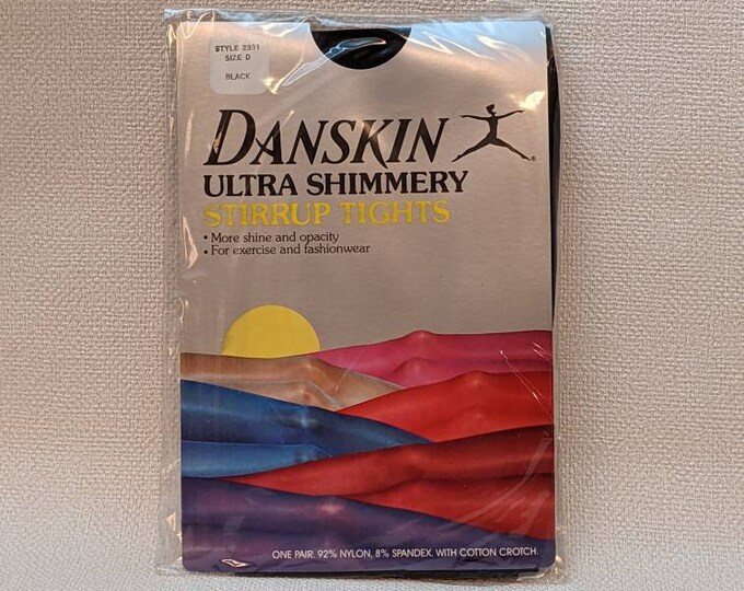 Vintage 1980's Danskin Stirrup Tights - Ultra Shimmery - Black - Size D ...