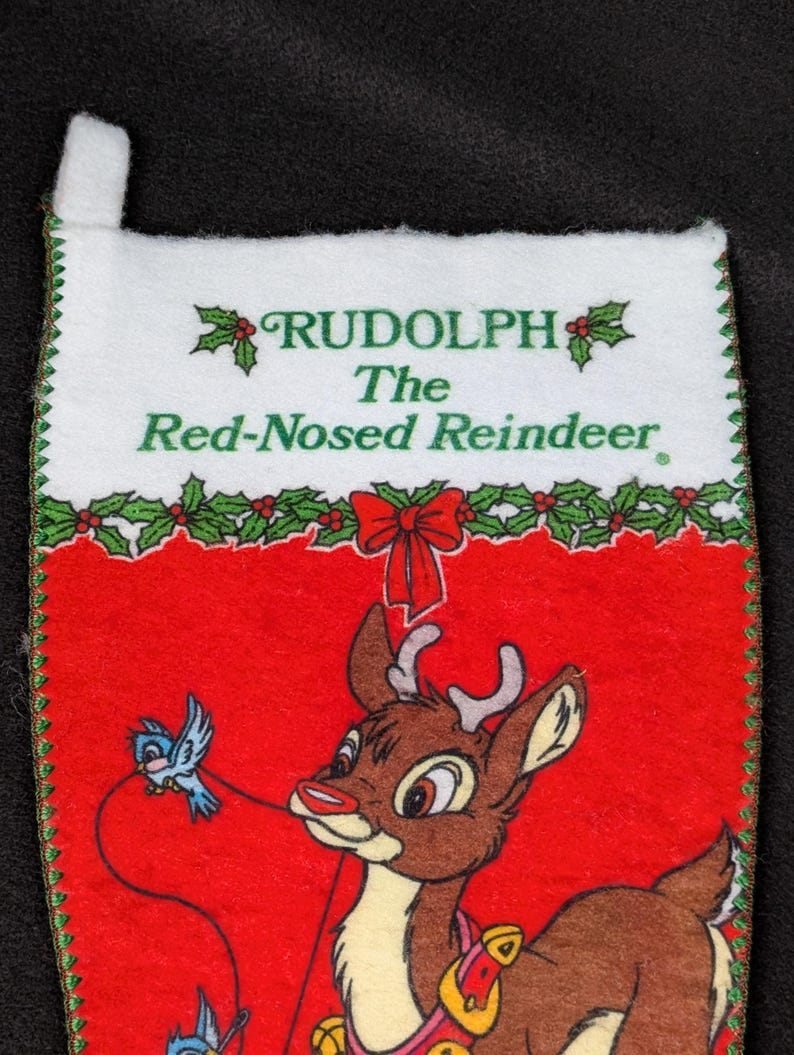 Vintage Rudolph the Red-nosed Reindeer Felt Christmas Stocking - Robert ...