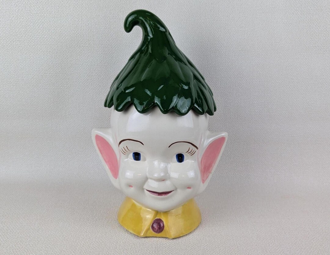 Vintage Elf Cookie Jar - 1960's Handcrafted Ceramic Mold Elf - Pixie Cookie Jar - Etsy