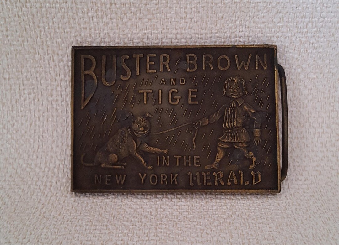 Vintage Buster Brown and Tige Snap on Belt Buckle - 3 1/8" X 2 1/4" - Etsy