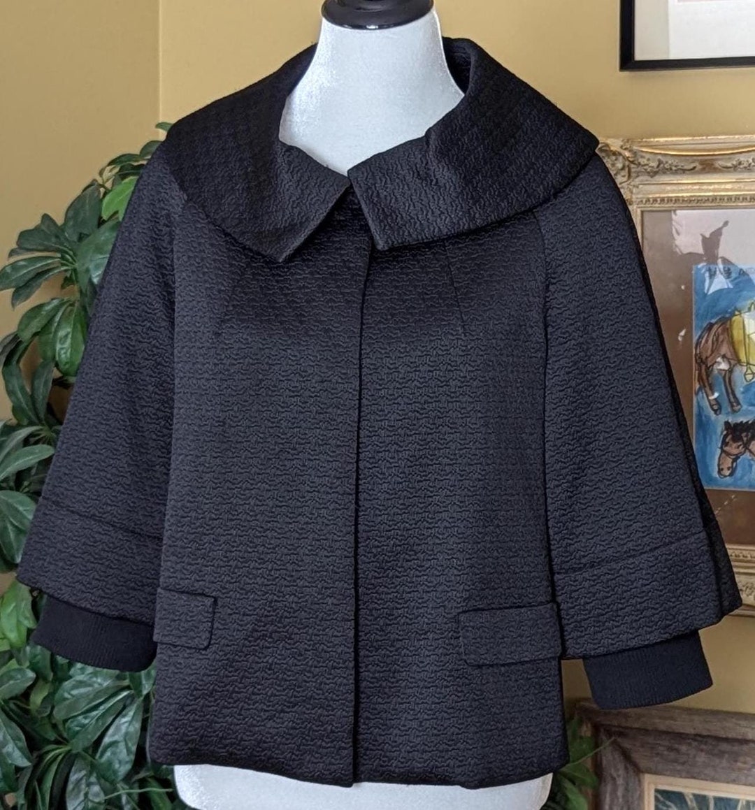 90s Does the 50s Short Swing Jacket Textured Weave Joseph A - Etsy