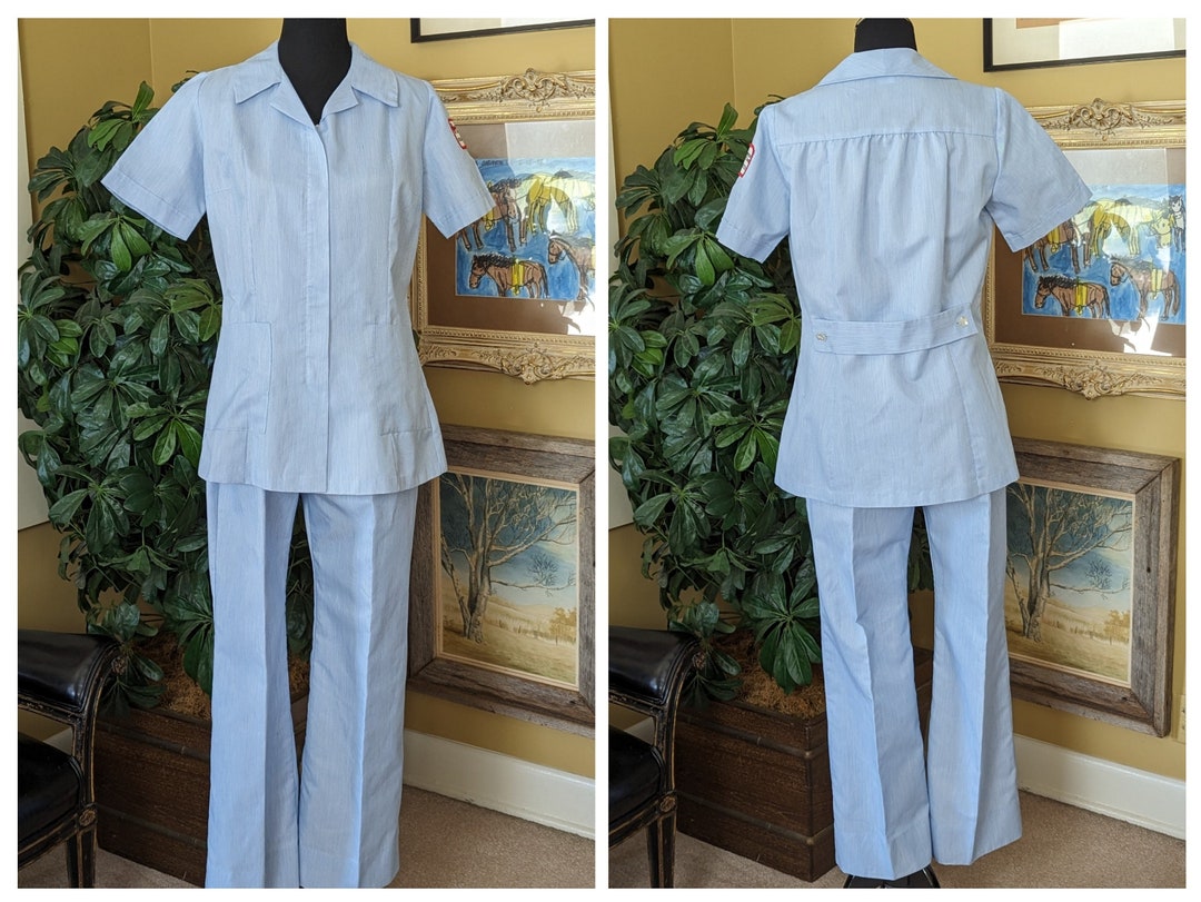 Vintage 1970's American Red Cross Volunteer Uniform Pants Suit - Rare ...