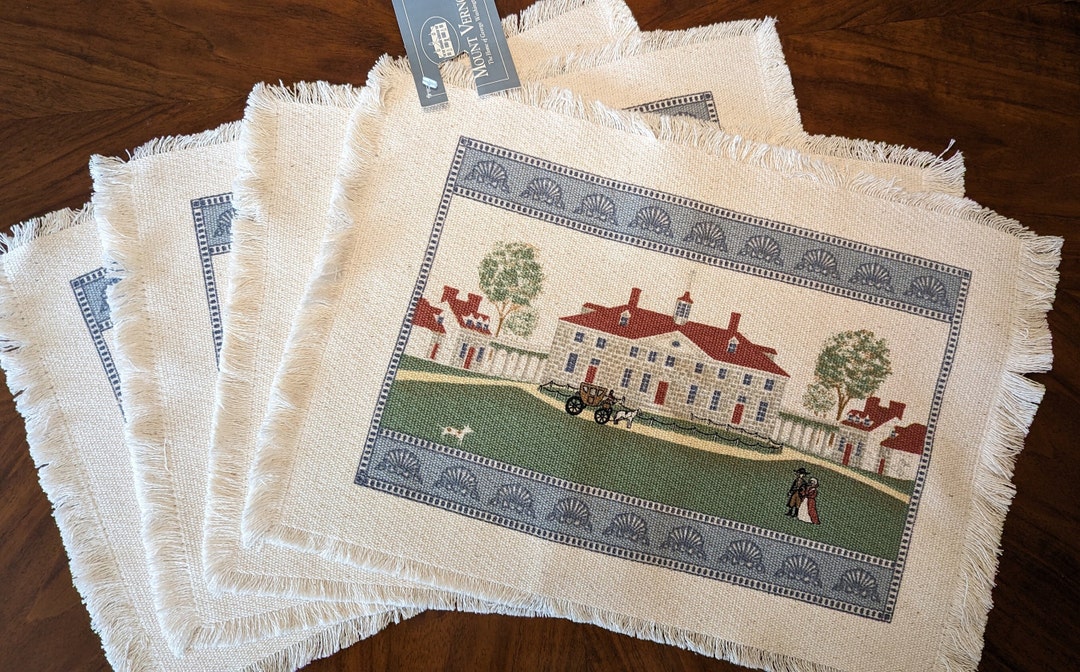 Vintage NOS Mount Vernon Souvenir Placemats With Fringed Trim Set of 4 ...