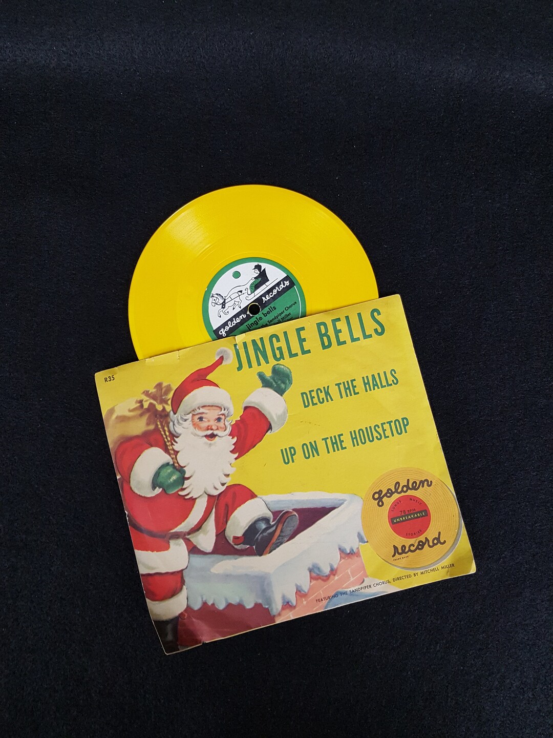 Vintage 1950s Jingle Bells 78 Rpm Golden Record R35 With Deck the Halls ...