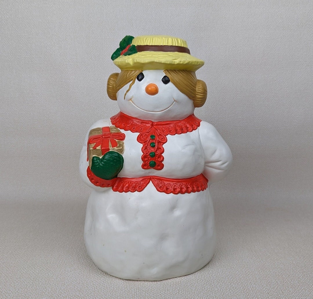 1980's Large Ceramic Mold Hobbyist Snowman (snow Woman) - Hand Painted ...