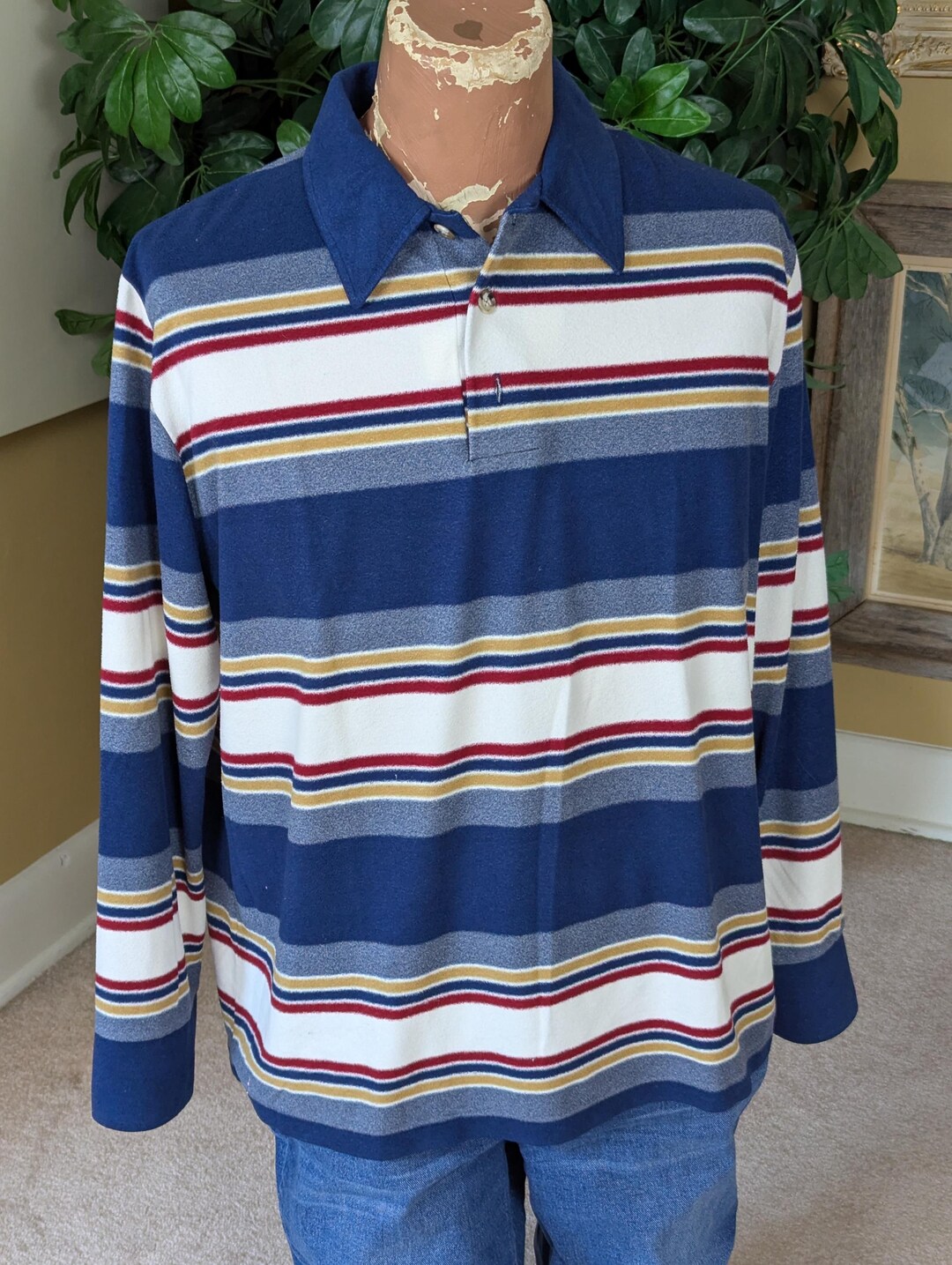 Vintage Brushed Knit Velour Long Sleeve Polo Shirt - X-large - Etsy