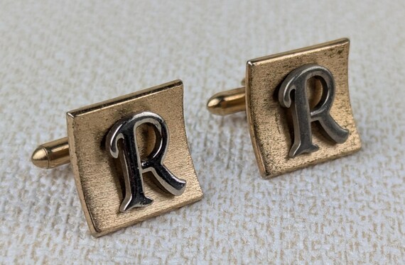 Vintage Swank Monogrammed "R" Mid-Century Cuff Links … - Gem