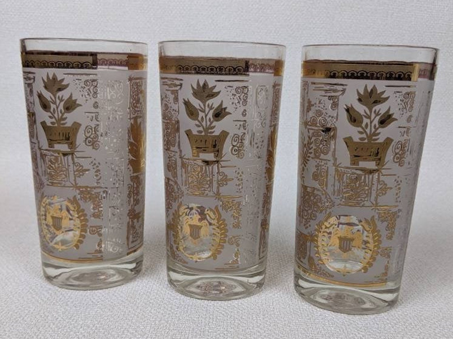 Vintage 1960's Frosted Glass Colony Americana Tumblers - Etsy