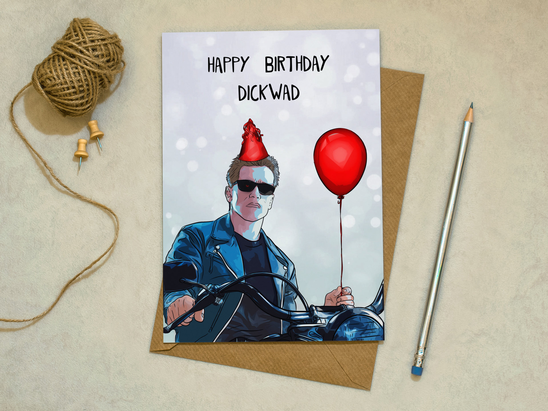 Terminator Arnold Schwarzenegger Happy Birthday Dickwad - Etsy UK