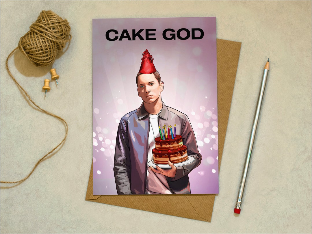 Eminem Slim Shady Rap God Cake God Birthday Greetings Card – Funny Hip ...