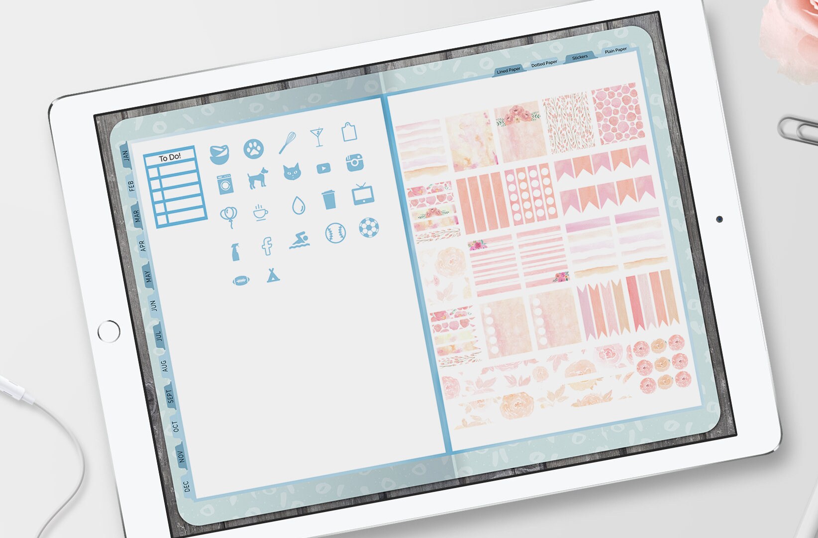 Realistic Blue Digital Planner - Etsy