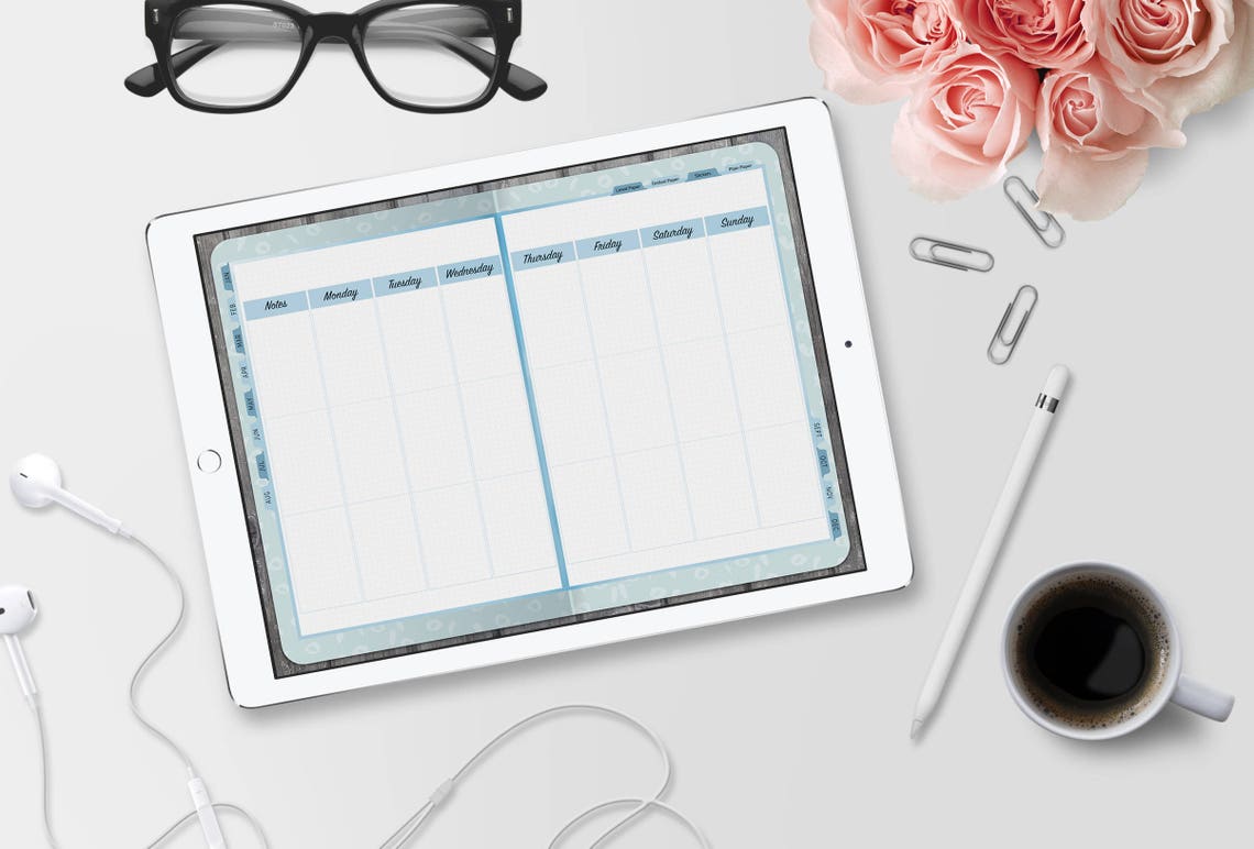 Realistic Blue Digital Planner - Etsy