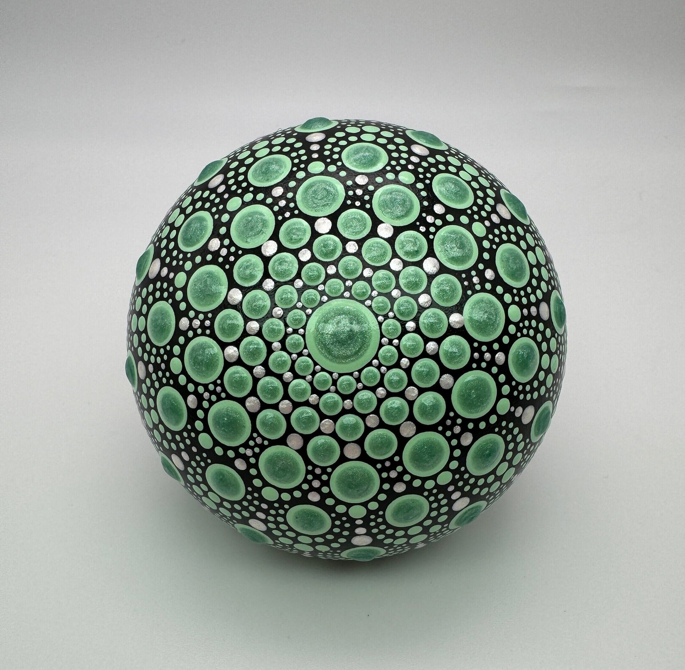Small Dot Mandala Stone | Pastel Green Dot Art | Mandala Art | Painted Stone - Etsy