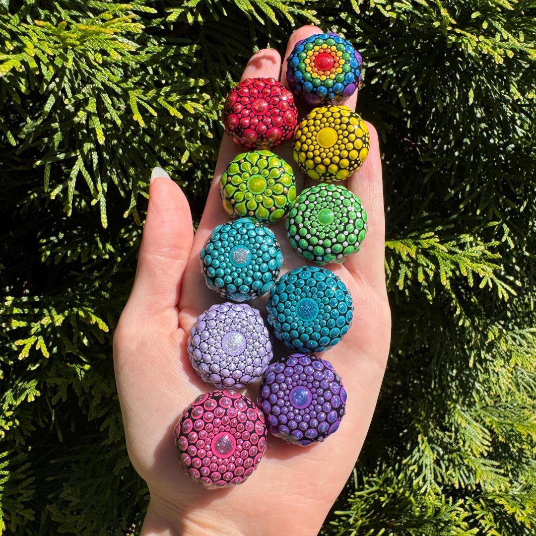 Mini Mandala Stones | Pocket Rocks | Anxiety Stones | Worry Stones ...