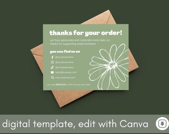 Thank You Business Card Template Minimalist Order Insert Small Business ...