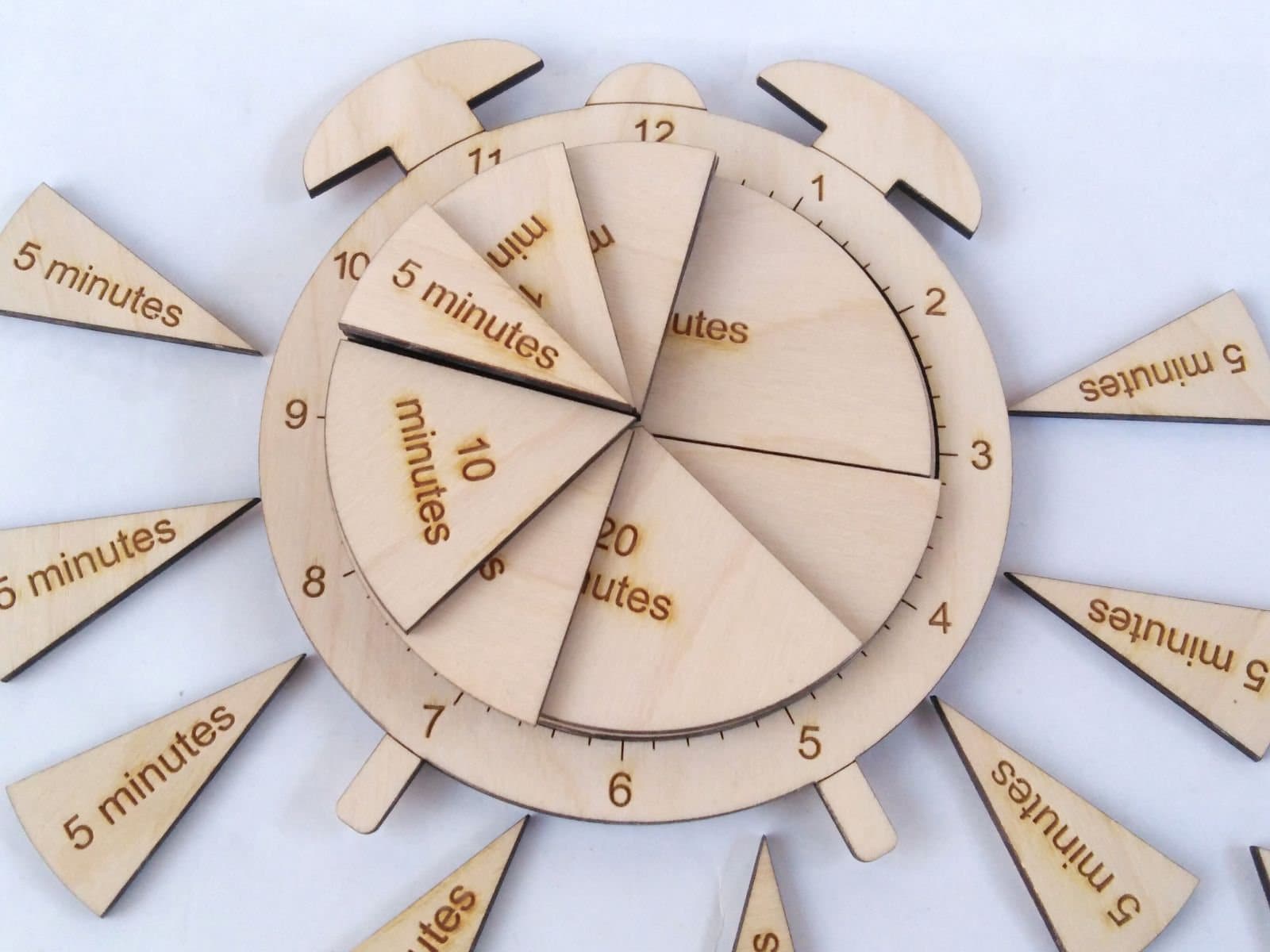 Wooden Learning Time Clock | Time Fraction Learning Set | Wooden Toy ...