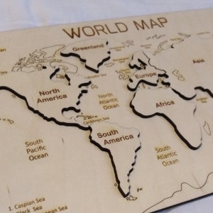 World Wooden Puzzle Map With Borders Countries Under/ World Map Puzzle ...