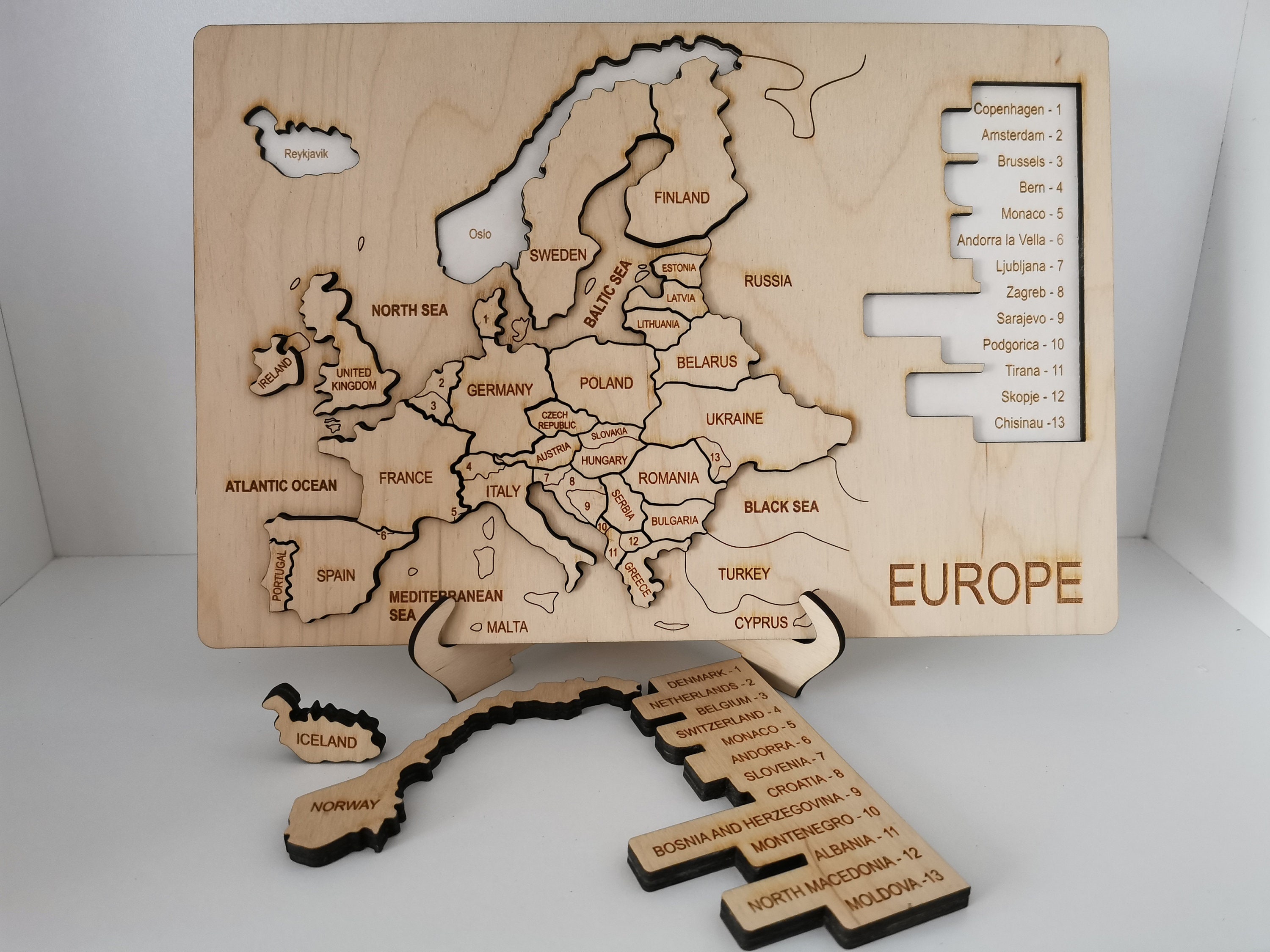 Europe Map With Capitals Under, Europe Wooden Map Puzzle, Europe Home ...