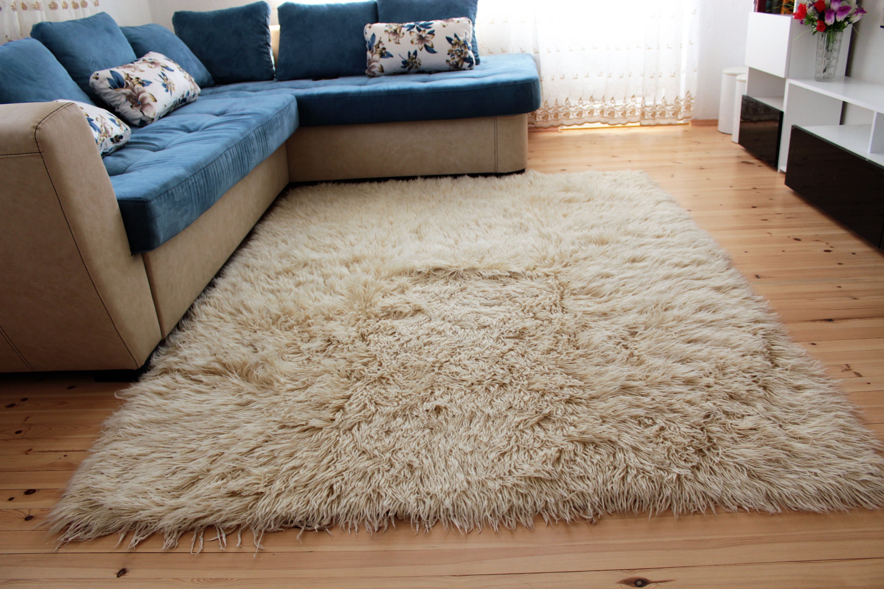 Luxurious Flokati Rug 5x8 5000 Gr Shag Rug Carpet NATURAL 100 | Etsy