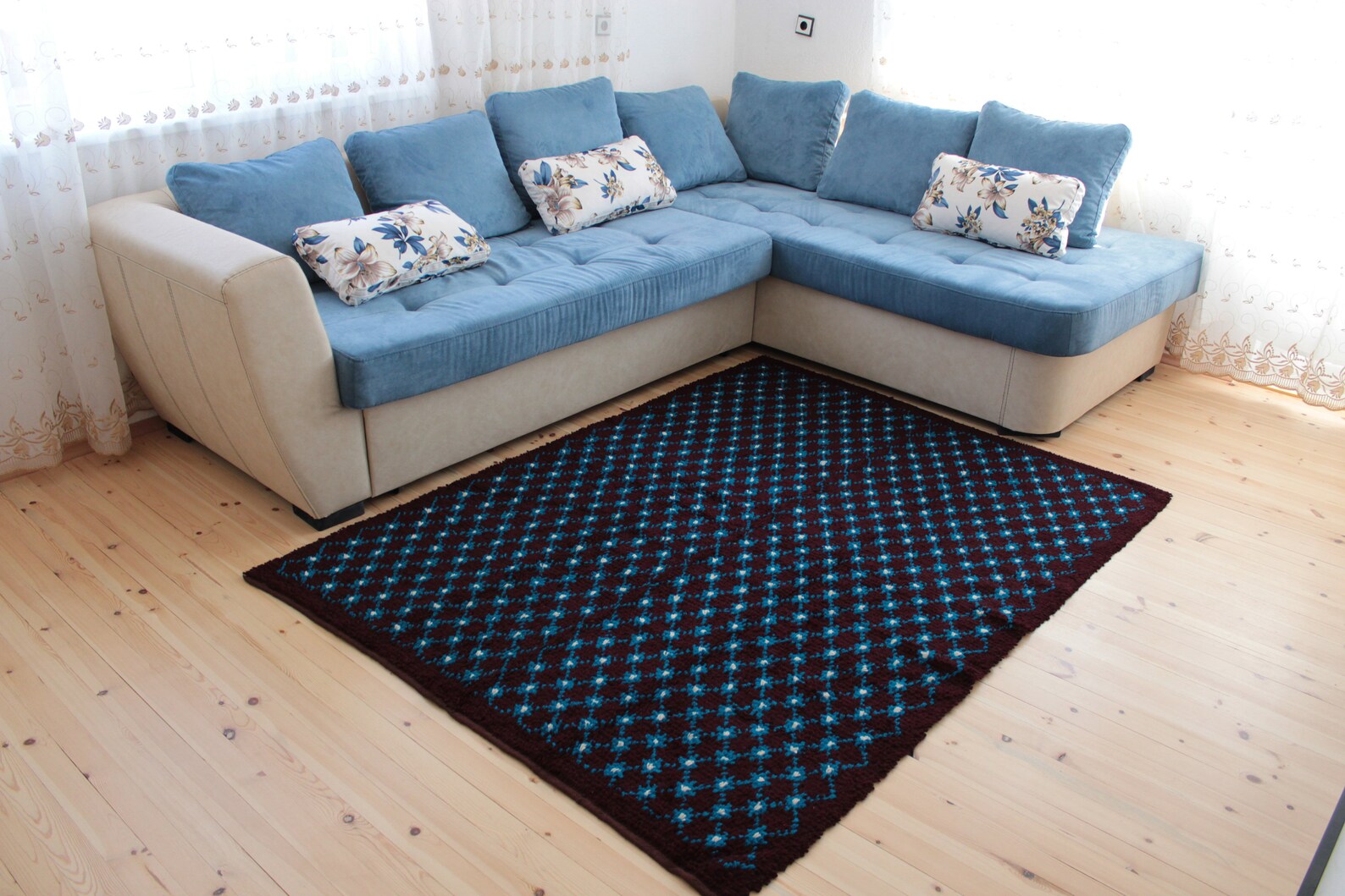 Shag Rug Black and Blue Rug 5x7 Rug Azilal Rug Berber Rug Area | Etsy