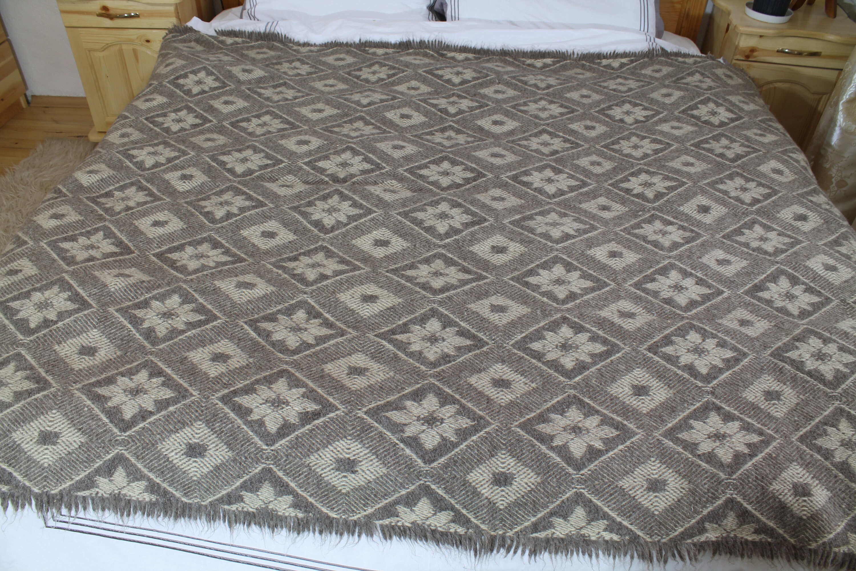 Gray Geometric Plaid Throw Blanket Double Sided Blanket Wool - Etsy