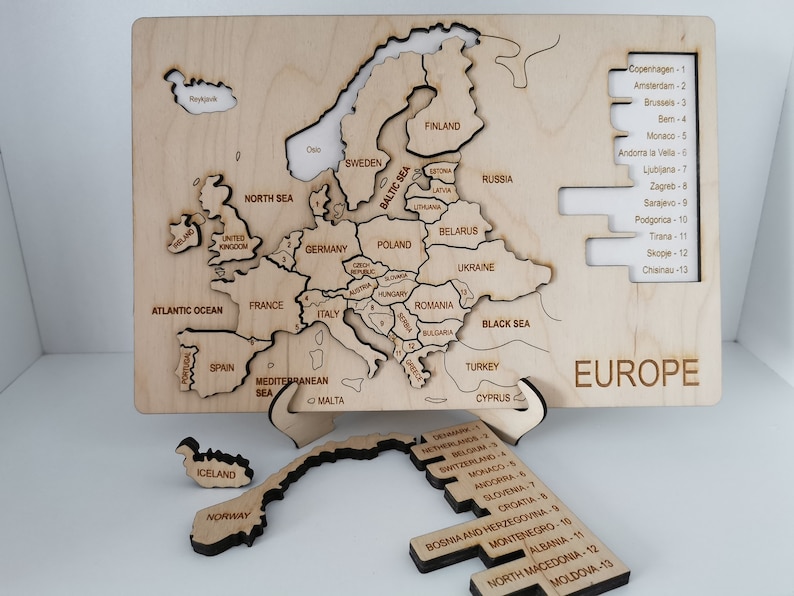 Europe Map With Capitals Under, Europe Wooden Map Puzzle, Europe Home ...