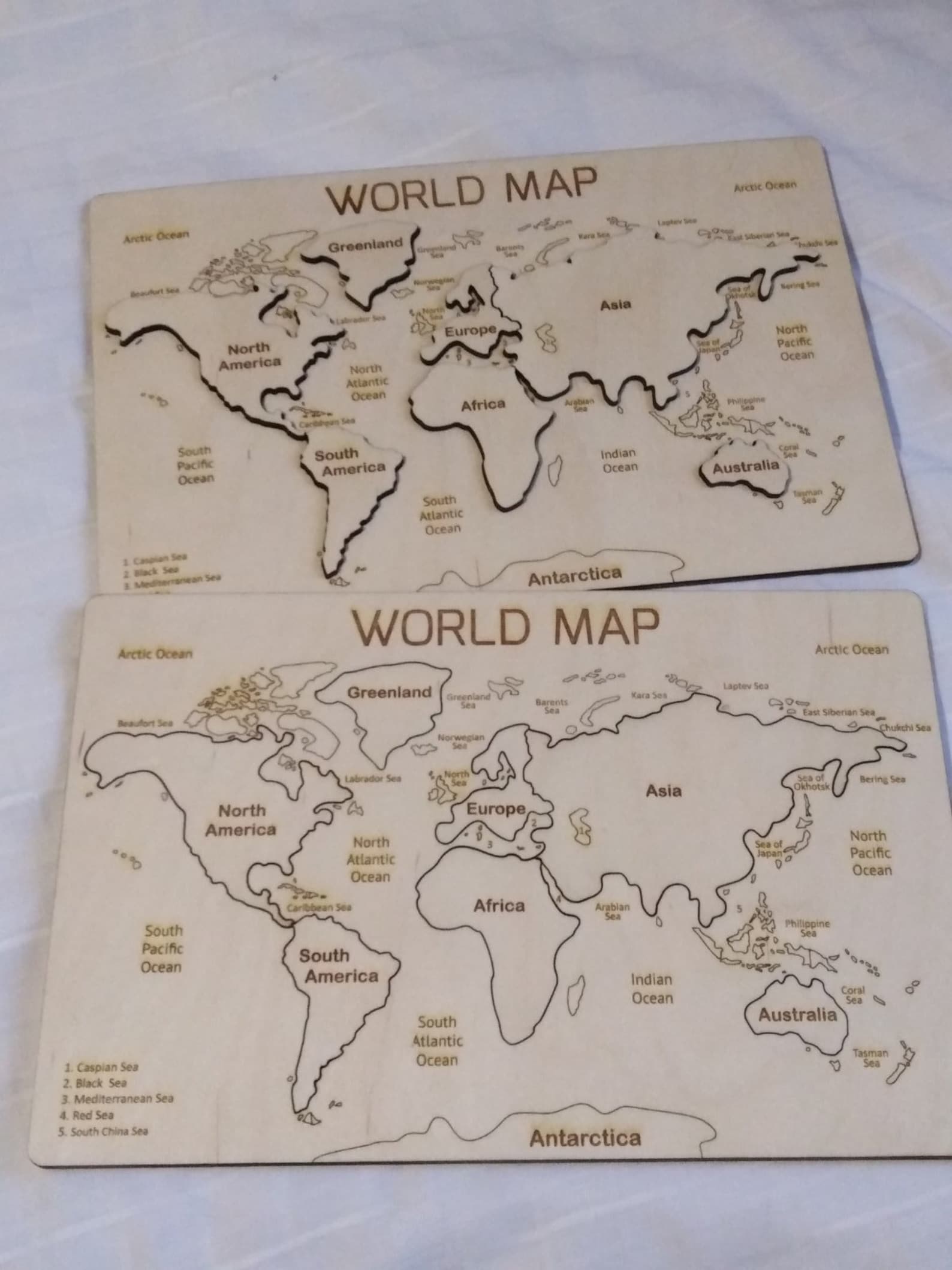 World Wooden Puzzle Map With Borders Countries Under/ World | Etsy