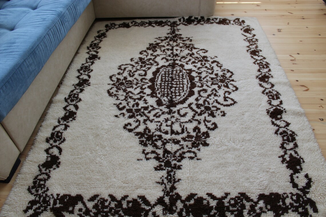 Shag Rug Bulgarian Rug 5x7 White Rug-azilal Rug-berber - Etsy