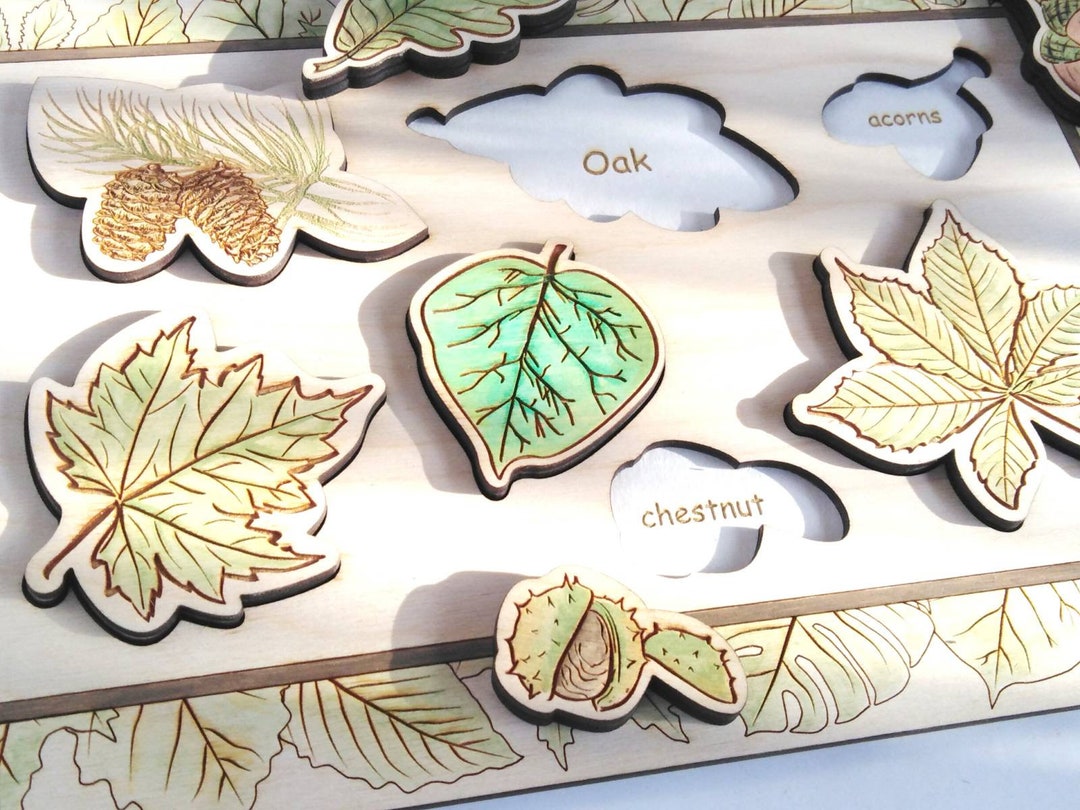 Leaf Puzzle Montessori Toy Toddler Gift for Baby | Wooden Leaf Puzzle ...